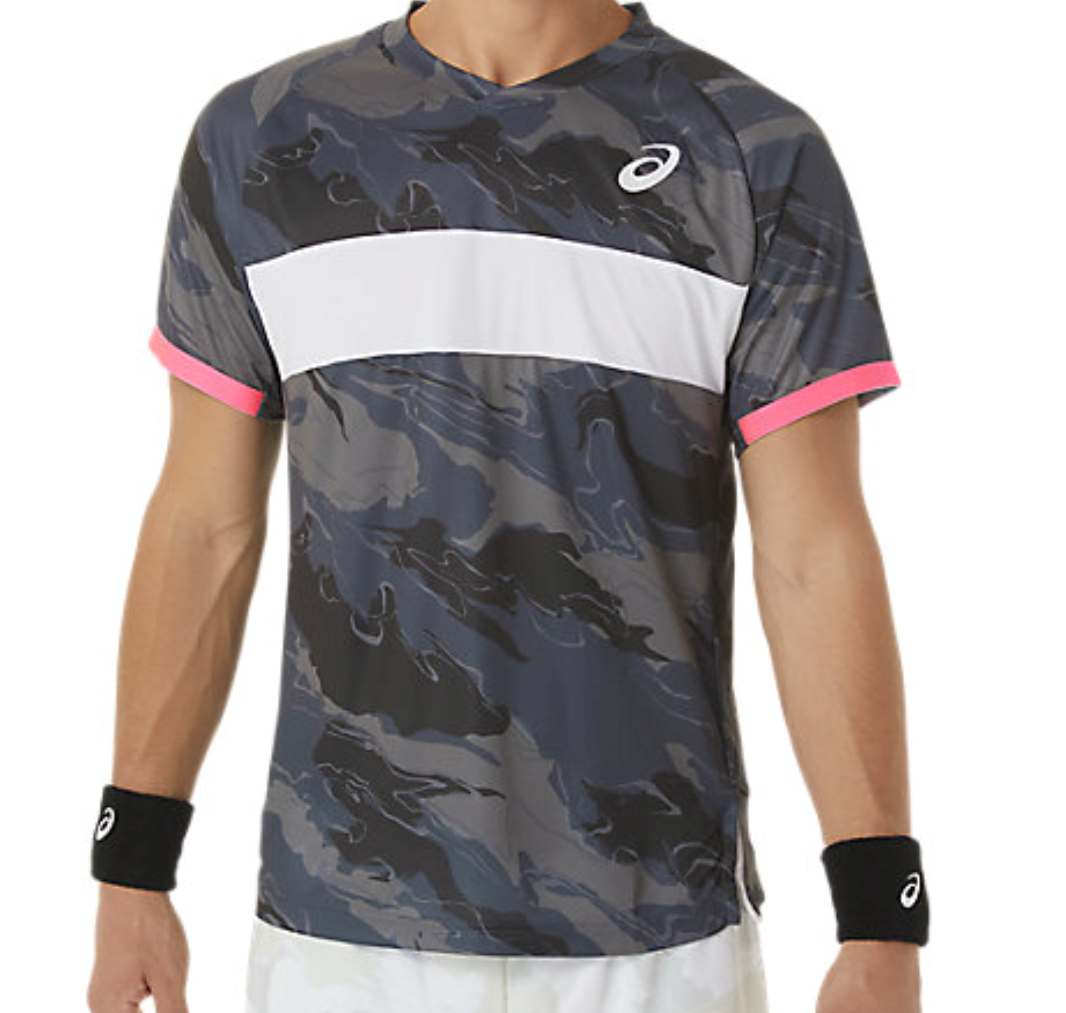 Asics Match Graphic Short Sleeved Men Top - Carrier Grey – TennisGear