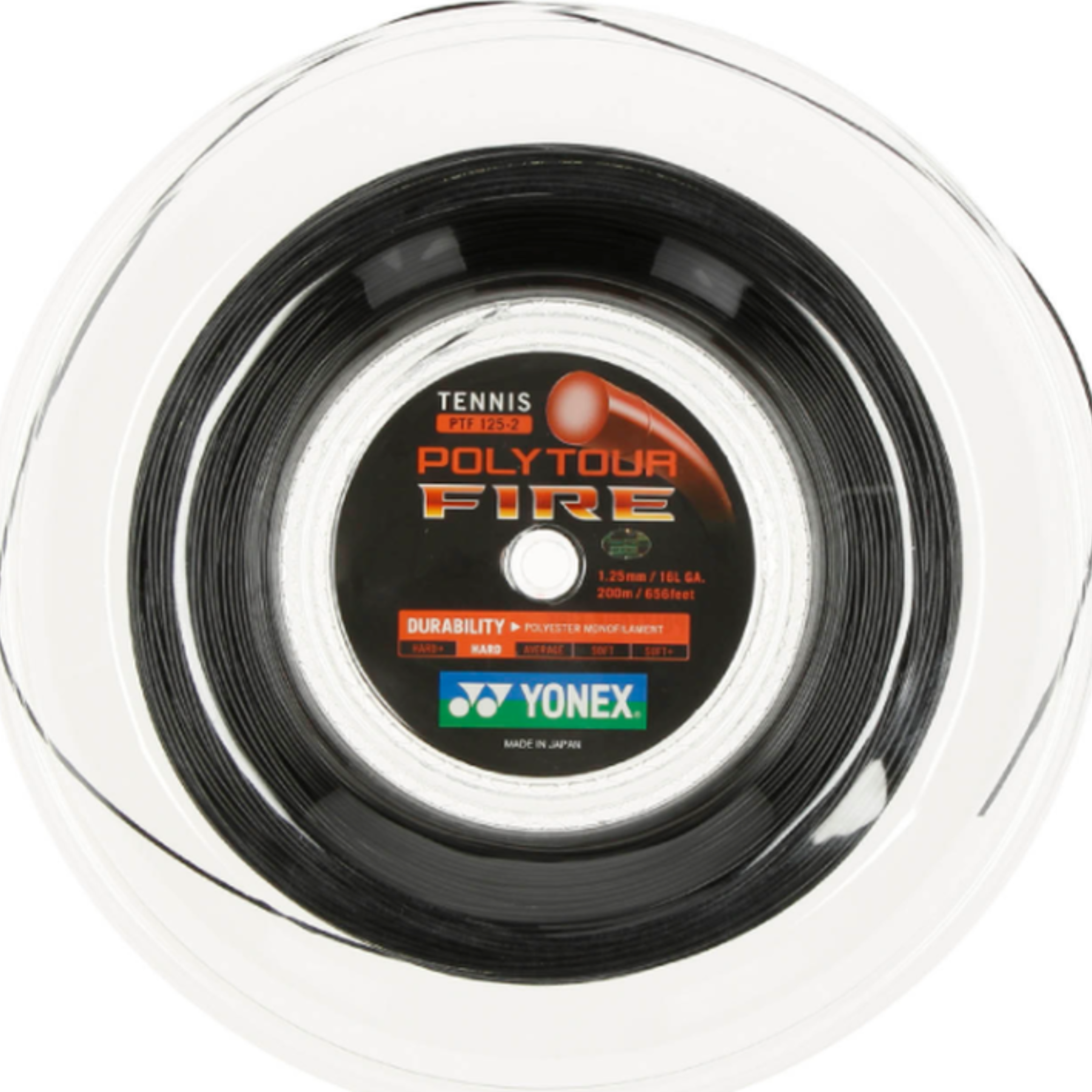 Yonex POLYTOUR Fire 1.25 200m String Reel - Black – TennisGear